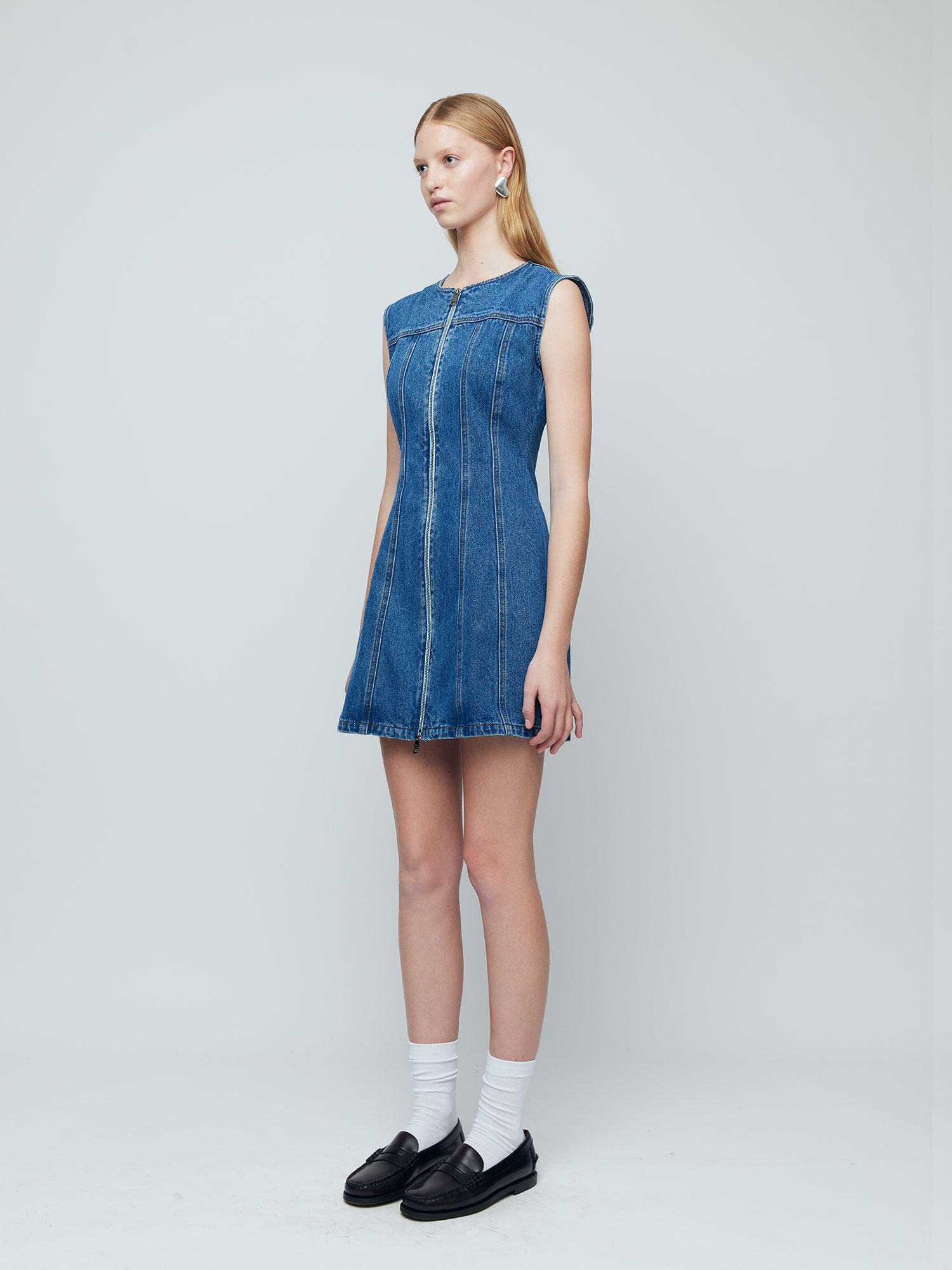 Denim Panel Sleeveless Mini Dress Indigo – Wynn Hamlyn