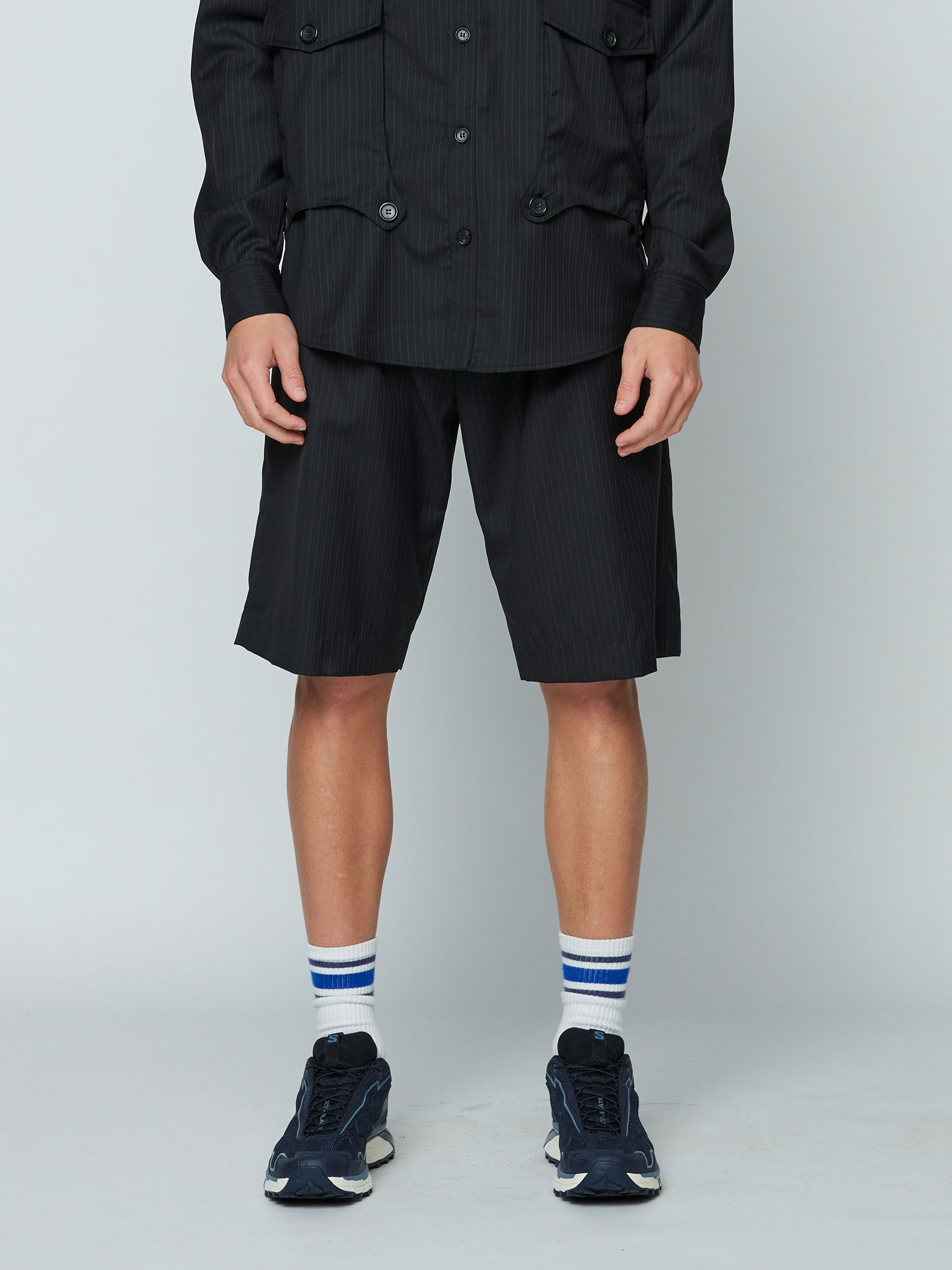 Mens Double Pleat Short Black Pinstripe – Wynn Hamlyn