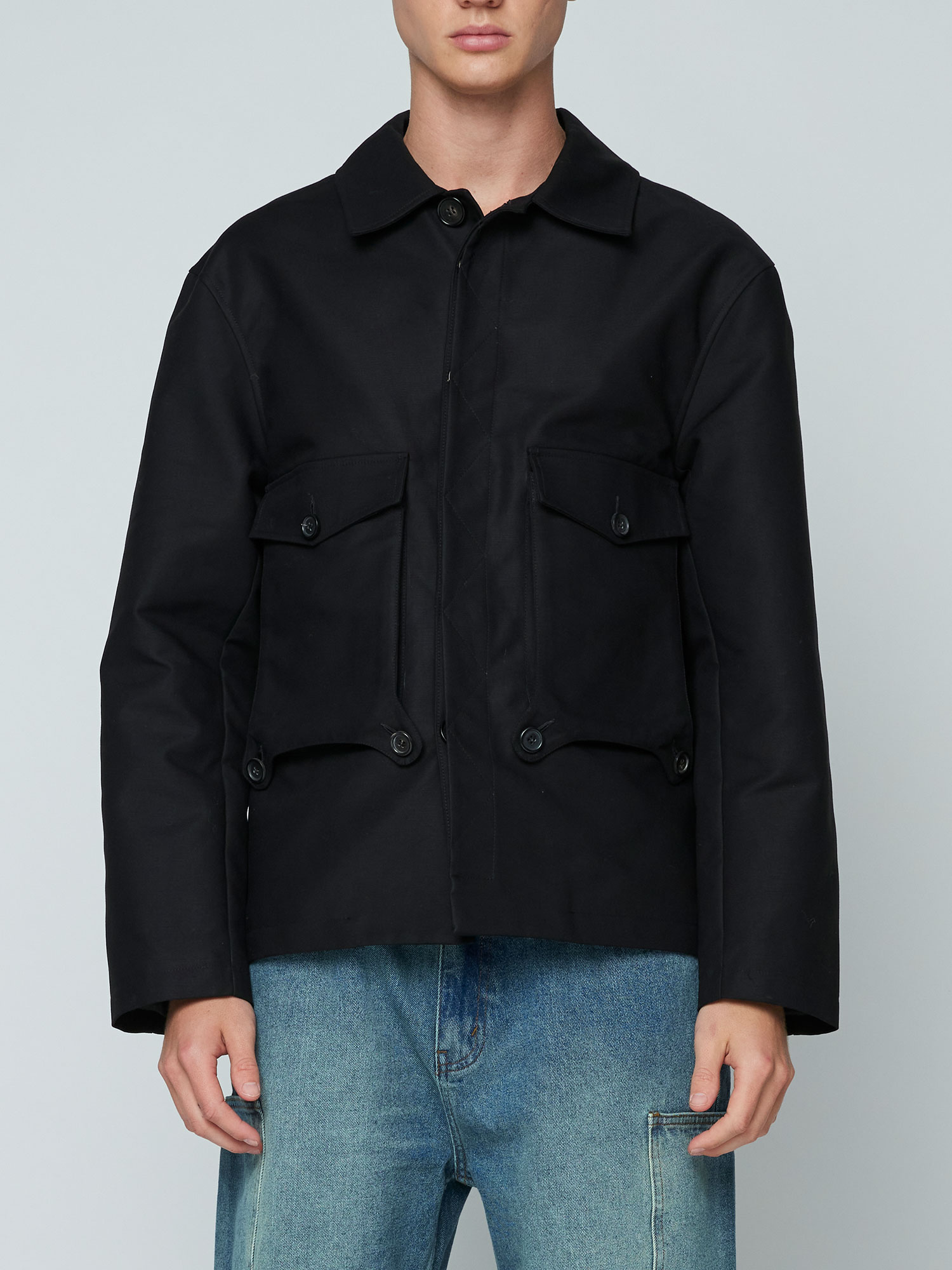Mens Drill Pocket Jacket Black – Wynn Hamlyn
